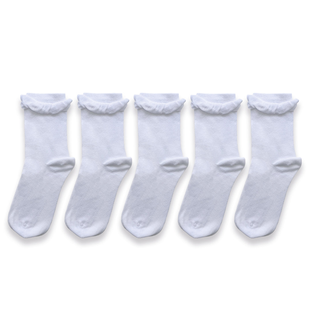 5pk Kids Cotton Frilly Ankle Socks - White – Cub Rocks